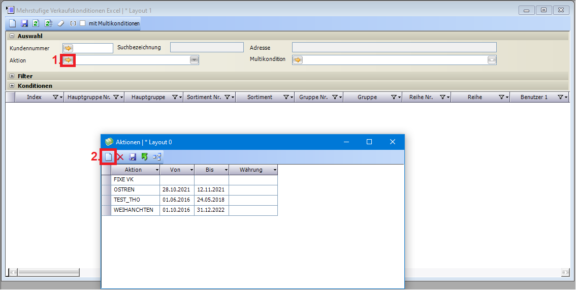 Beispiel: Anlegen und Anwendung einer Aktion