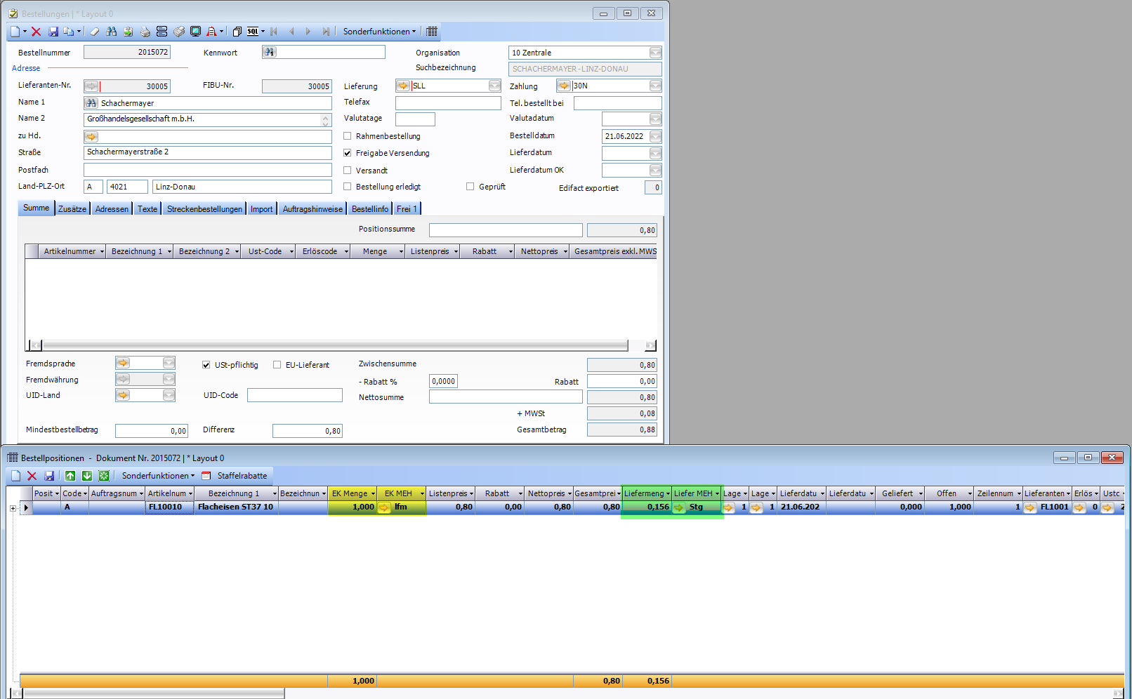 Abweichende Mengen- und Preiseinheiten (Einkauf und Verkauf)